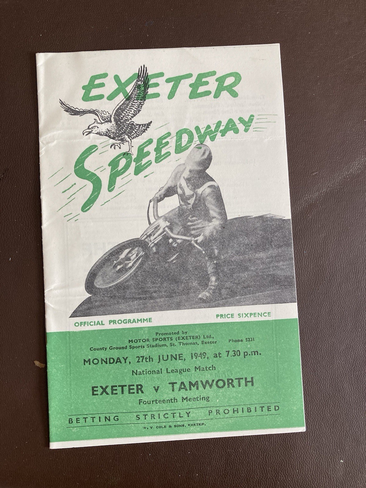Exeter V Tamworth Speedway Programme 27/6/1949 | eBay UK
