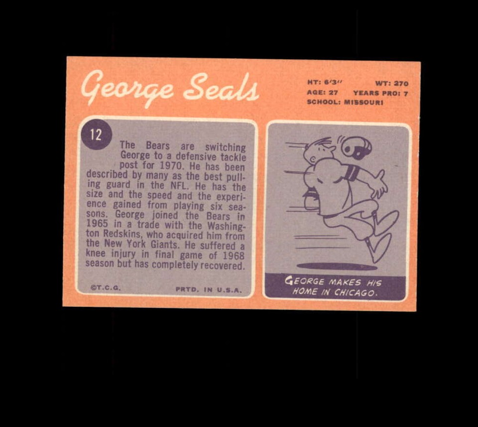1970 Topps Football #012 George Seals STARX 7.5 NM+ (CS810083) | eBay