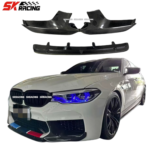 For BMW M5 F90 2018-2020 3PCS Real Carbon Fiber Front Bumper Lip Side ...