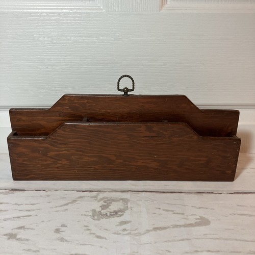 Vintage Primitive Wall Mount Wooden Letter/Mail/Paper Holder 3 Divided ...
