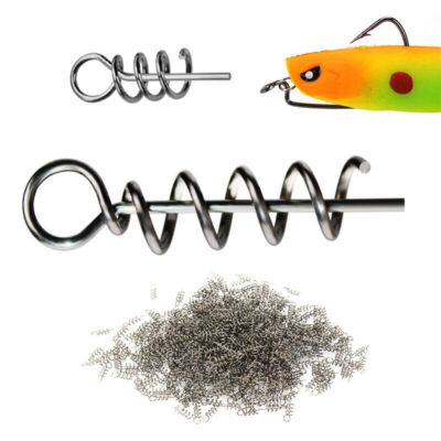 100pcs Spring Twist Lock Fishing Hook Centering Pin for Soft Bait Screw ...