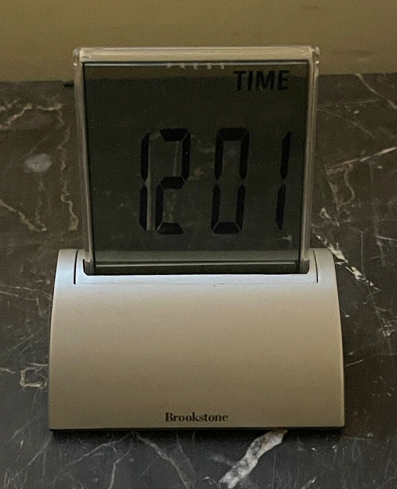 Brookstone - 4" Touchscreen Die-Cast Clock - Time/Temp/Date/Timer ...