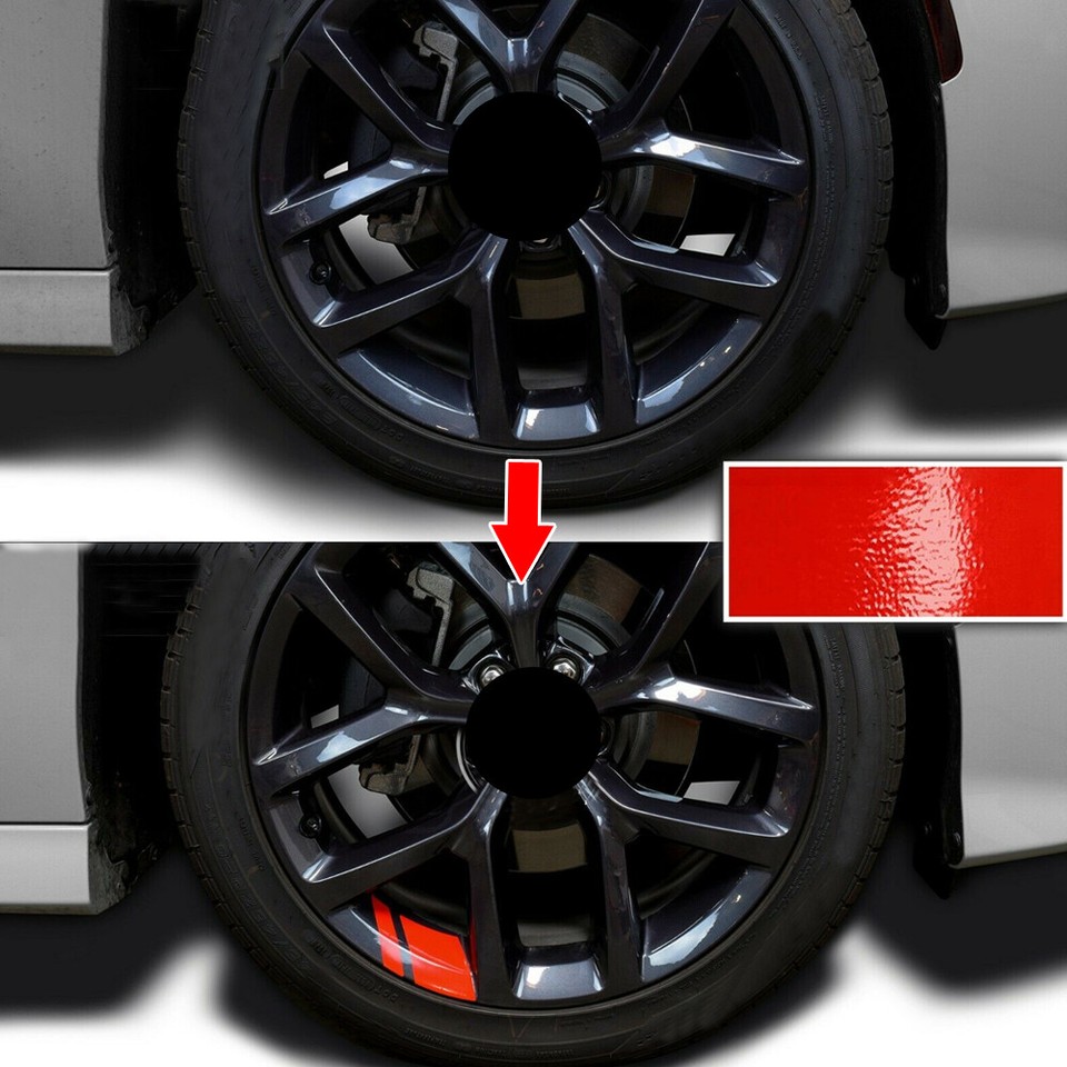 Reflective Car Wheel Rim Stripe Red Vinyl Decal Sticker Set Accessories ...