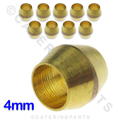 PACK OF 10 x 4mm BRASS OLIVES FOR COPPER TUBING PIPEWORK PILOT TUBING ...