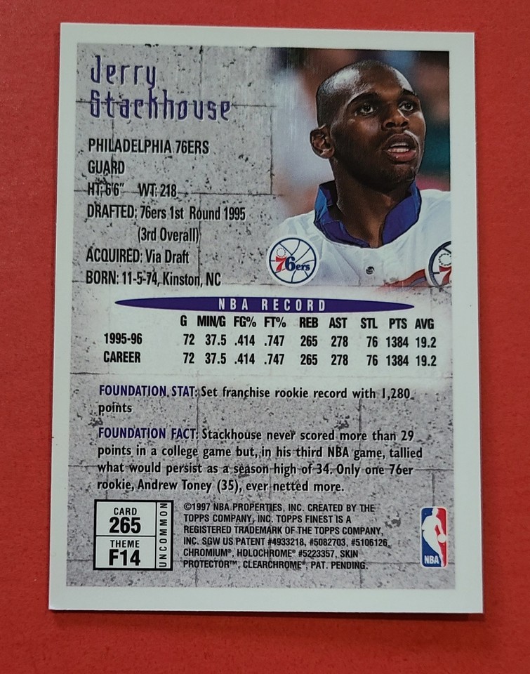 1996-97 Finest #265 Jerry Stackhouse Silver W/Coating | eBay