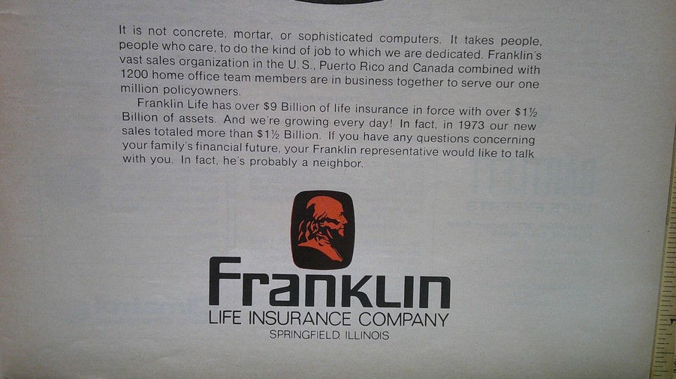 1974 Print Ad Franklin Life Insurance Company What Makes Up... | eBay