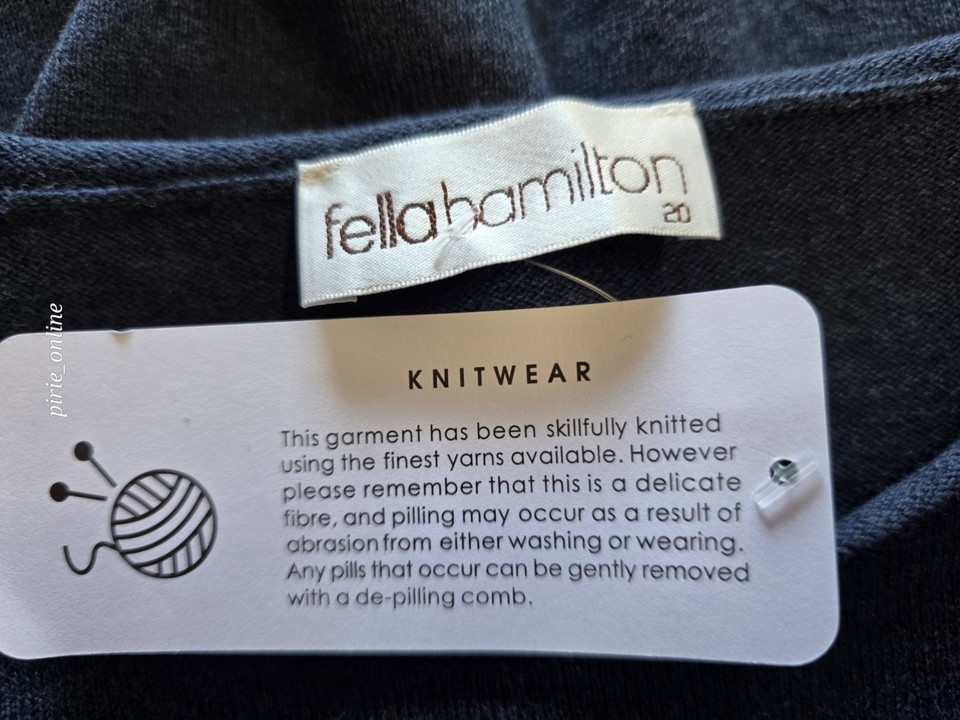 fella hamilton cashmere organic cotton blue knit crew neck jumper star ...