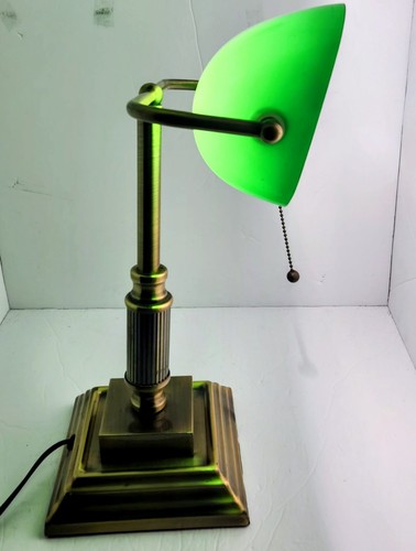 Victory Light Antique Green Glass Bankers Desk Lamp with Pull Chain ...