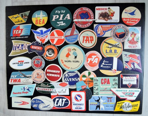 Lot of 42 Original, Vintage AIRLINE LUGGAGE LABELS Unused NOS | eBay