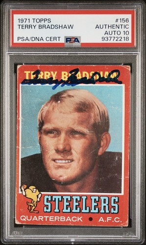 TERRY BRADSHAW SIGNED 1971 TOPPS STEELERS FOOTBALL ROOKIE CARD PSA/DNA ...