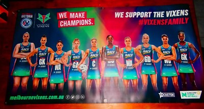 MELBOURNE VIXENS OFFICIAL TEAM COLLECTORS NETBALL CHAMPIONS VINYL ...
