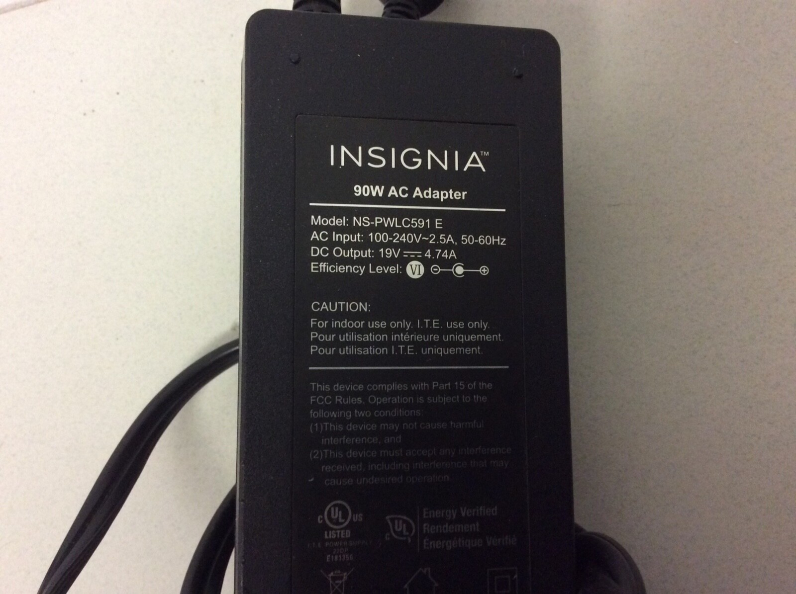 Genuine Insignia NS-PWLC591 E Power Supply AC/DC Adapter 19V 4.74A 90W ...