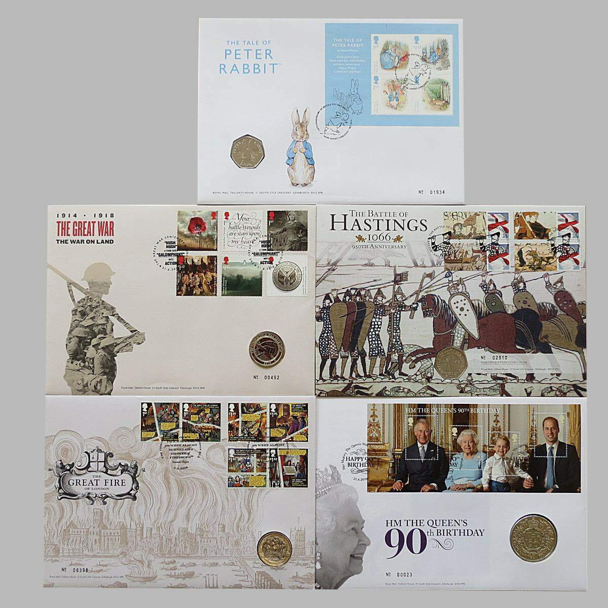 2016 Royal Mail 50p £2 £5 Coin Covers - Royal Mint First Day Covers ...