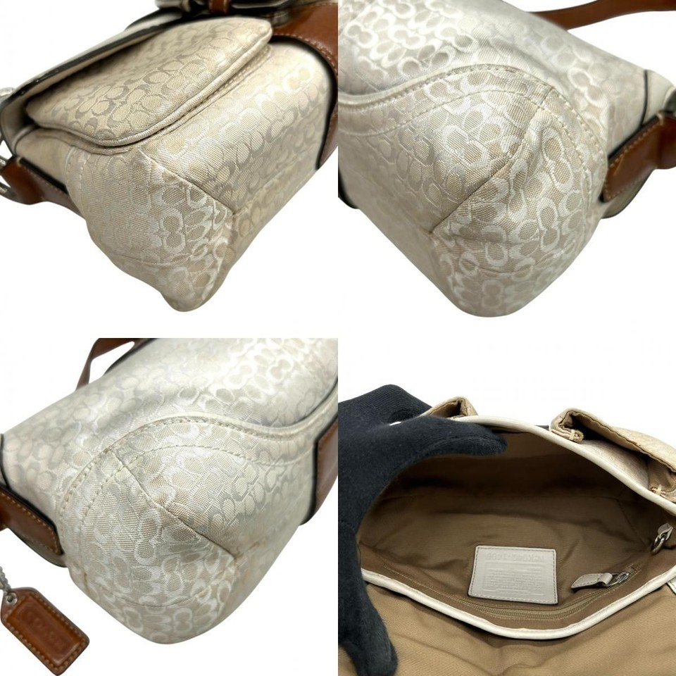 COACH Mini Signature Shoulder Bag White Canvas Leather Authentic | eBay UK