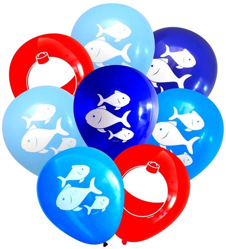 Nerdy Words Fish and Bobber Balloons 16 pcs Fishing Party Decorations ...