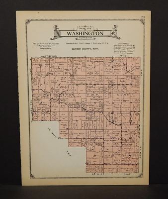 Iowa Clinton County Map Washington Township 1925 W14#54 | eBay