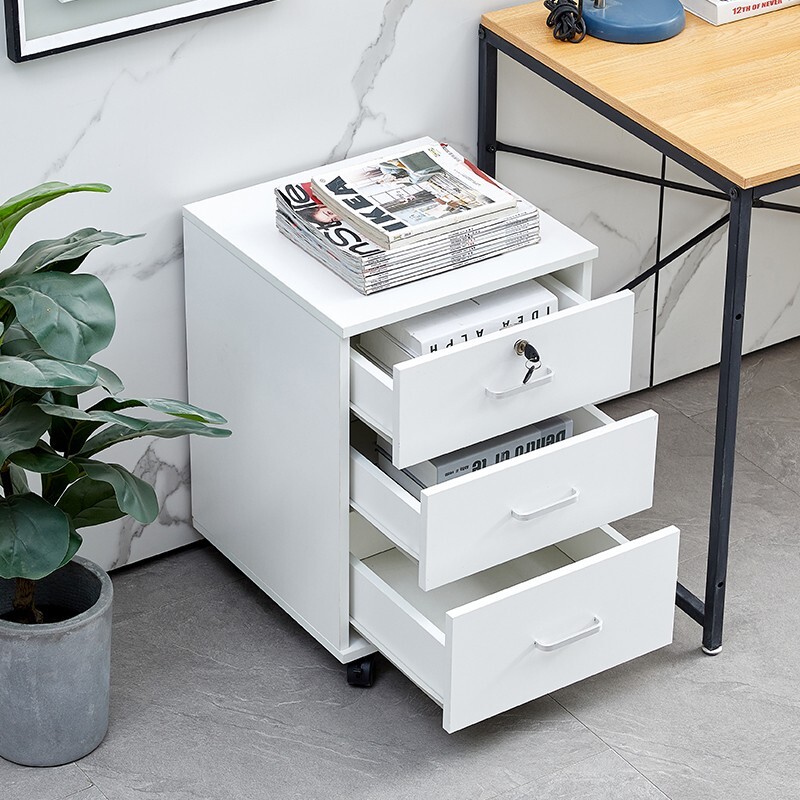 White Office Cabinet Filing Cabinet Storage 3 Drawers Lockable File ...