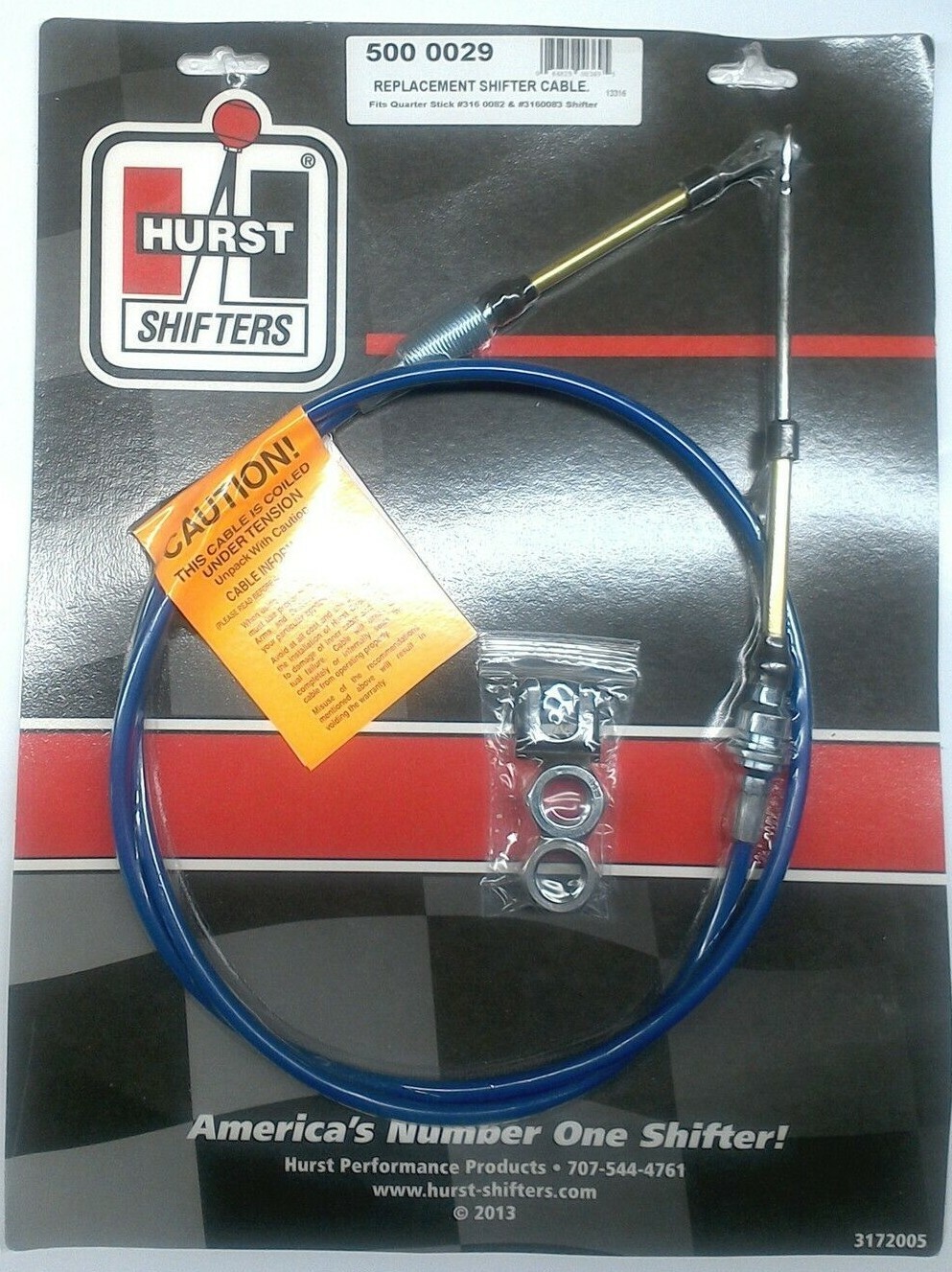 HURST 5000029 5ft Shifter Cable w/ double eyelet ends for Quarter Stick ...