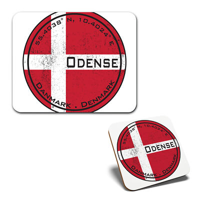 1 Mouse Mat & 1 Square Coaster Odense Denmark Flag Circle #59212 | eBay
