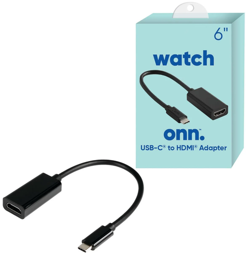 onn. 6" USB-C to HDMI Adapter, Black, 4K Resolution | eBay
