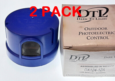 2 Pack DTL DARK-TO-LIGHT Outdoor Photoelectric Sensor Control DX124 12A ...