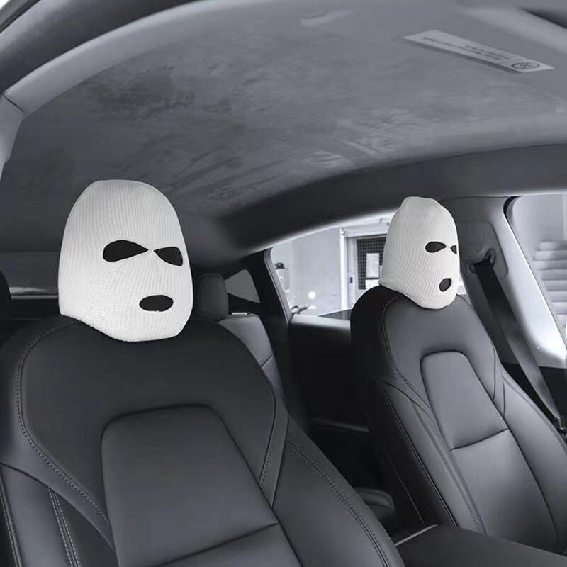 2pcs Funny Car Seat Covers Mask Hat Headcove 3-Hole Car Seat Headrest ...