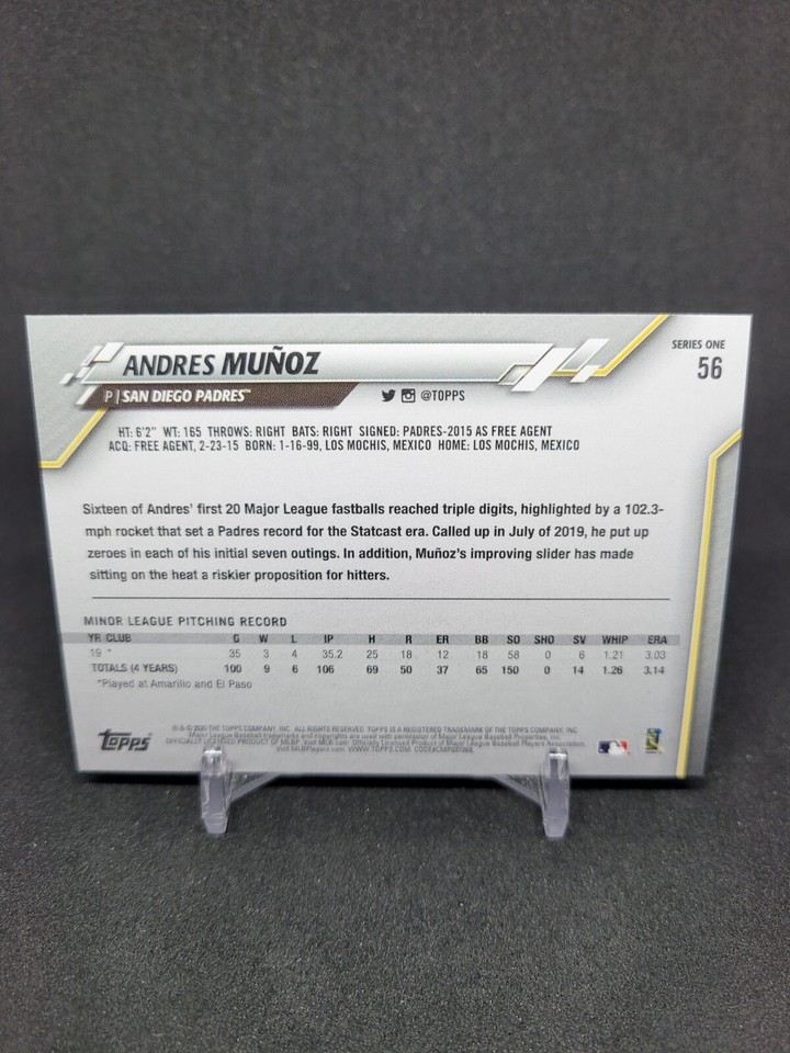 Andres Munoz 2020 Topps Series 1 RC ROOKIE #56 | eBay