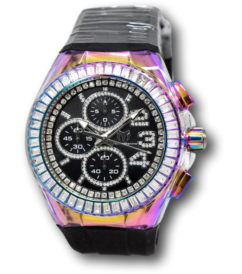 TechnoMarine Cruise Glitz Men's 45mm Crystals Chrono Rainbow Watch TM ...