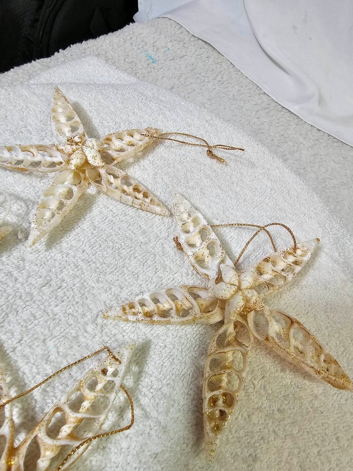 RARE 4 Vtg shell star shaped christmas ornament w/ glitters | eBay