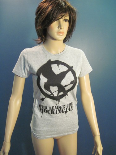 M gray HUNGER GAMES MOVIE "OUR LEADER THE MOCKINGJAY" t-shirt by ...