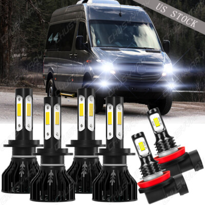 For Mercedes-Benz Sprinter 2500 3500 LED Headlight Bulbs + Fog light ...