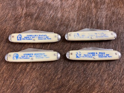 4x Novelty Knife Co. Four Knives Presidents Johnson, Polk, Jackson ...