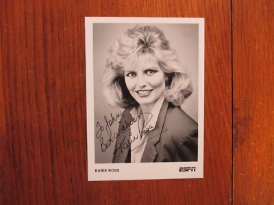 KARIE ROSS (DOMBROWSKI) ("ESPN") Signed 5" x 7" Glossy Black and White ...