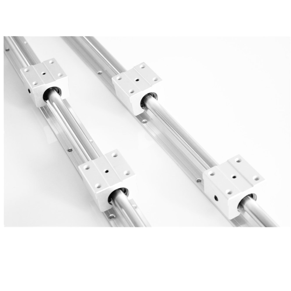 2Pcs SBR12 L300-1500mm Linear Rails Fully Supported Shaft Rod + 4Pcs ...