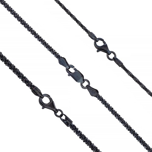 925 Sterling Silver Black Rhodium 2mm 2.5mm 3mm Sparkle Margarita Rock ...