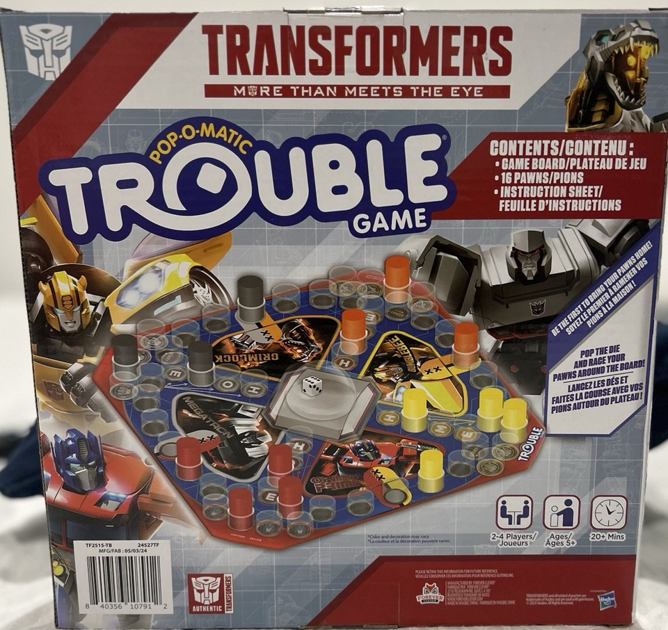 Hasbro 2024 Transformers Trouble Board Game Pop-O-Matic - 16 Pawn ...