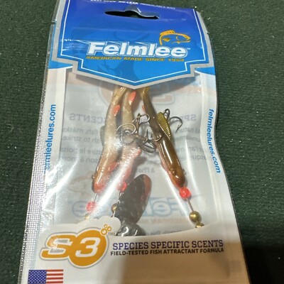 3 Felmlee Red Fin Minnow Rigged Bass Perch Trout Fishing Lures Spinners ...