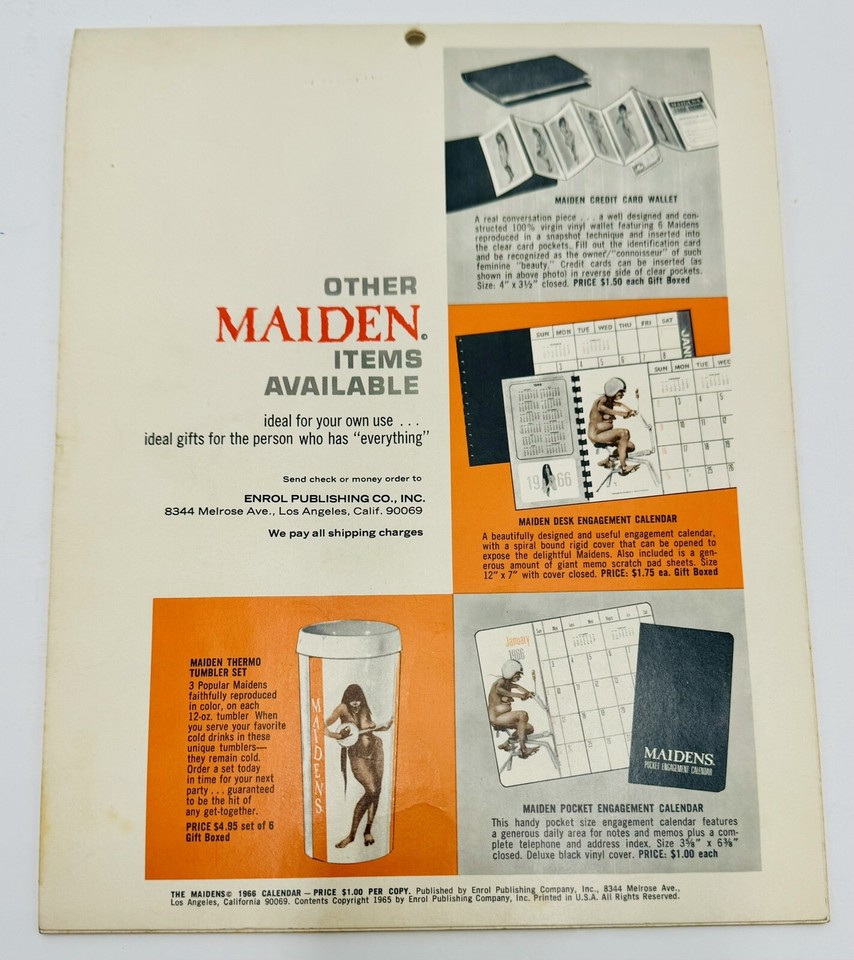 The Maidens 1966 Calendar Humorous Pinup Art Select Girls From Down ...