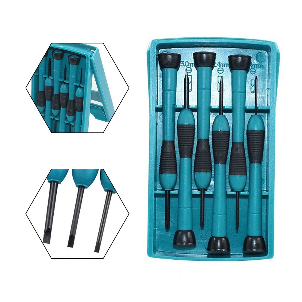 Slotted Cross Screwdriver Set Portable 6PCS Blue Chrome Vanadium Steel ...