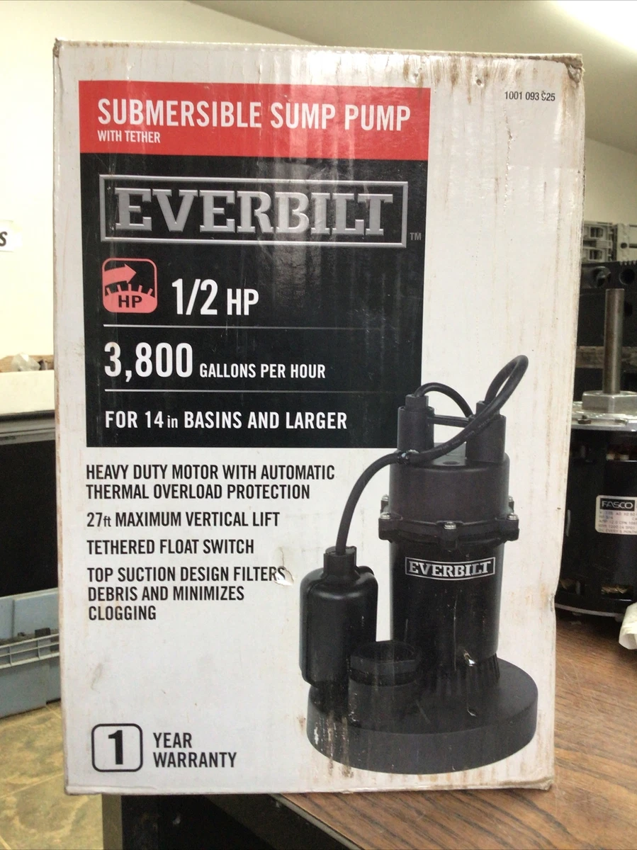 Everbilt 1/2 HP Aluminum Sump Pump Tether Switch HDSP50W, 40% OFF