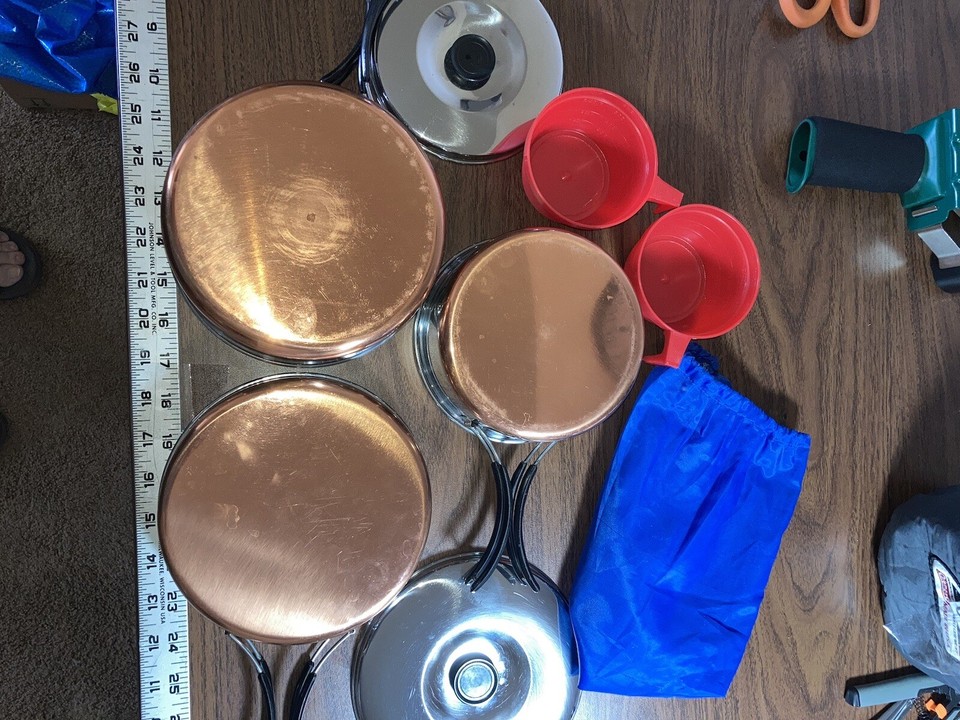 Stainless Steel Copper Fry Pot Pan Lid Dish Bowl Mess Kit Camping ...