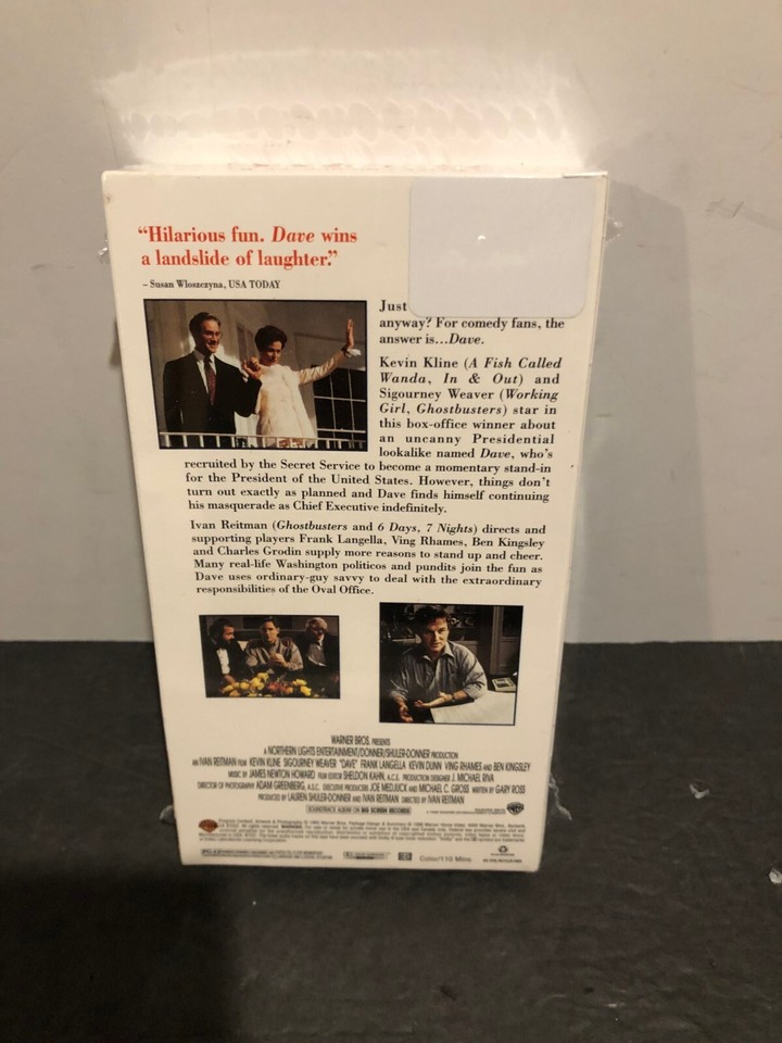 Brand New Factory Sealed Movie Dave VHS 1993 Kevin Kline Sigourney ...