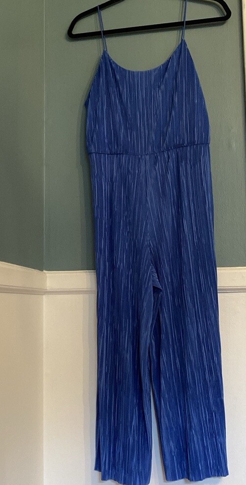 Alice + Olivia Spaghetti Step Wide Leg Blue Jumpsuit … - Gem