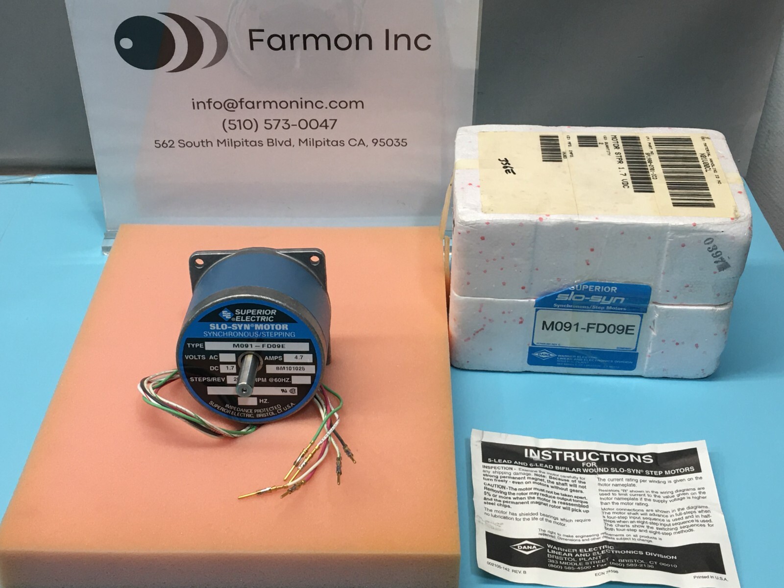 SUPERIOR ELECTRIC SLO-SYN M091-FD09E SYNCHRONOUS STEPPER MOTOR, 148436 ...