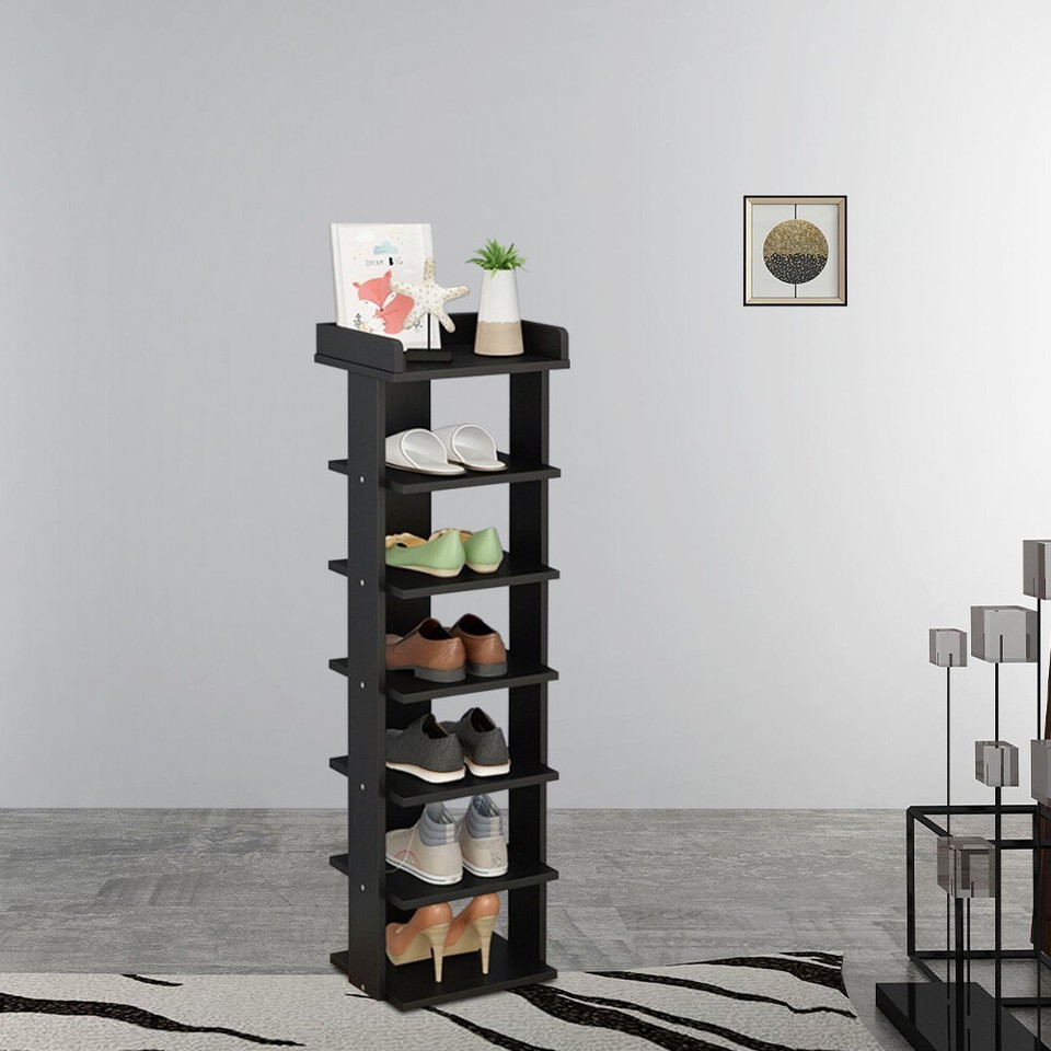 7 Tier Wooden Shoe Rack Storage Shelf Display Stand Organiser Unit ...