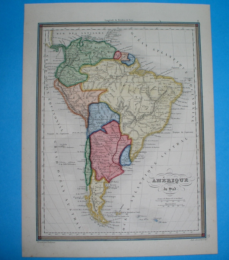 1850 ORIGINAL MAP BRASIL ARGENTINA PATAGONIA PERU BOLIVIA CHILE ...