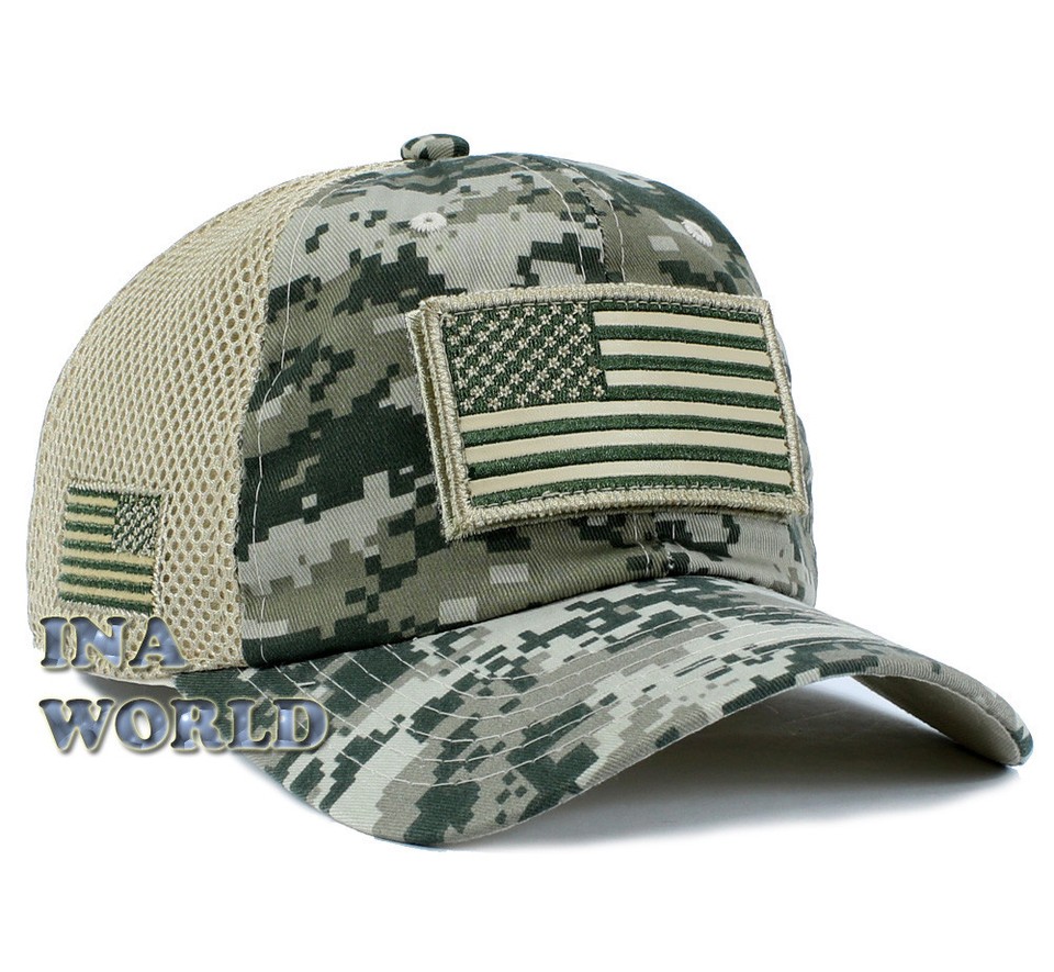 USA Flag Hat Detachable Patch Tactical Operator Micro Mesh Military ...