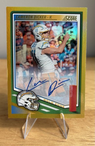 Cameron Dicker 2025 Score Football GOLD ZONE SP Auto /50 Chargers | eBay