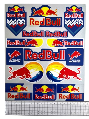 Red Bull Vinyl Sticker Sheet – Motorcycle Bike Car Laptop Decals | eBay