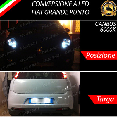 LUCI POSIZIONE A LED + LUCI TARGA A LED CANBUS FIAT GRANDE PUNTO NO ...